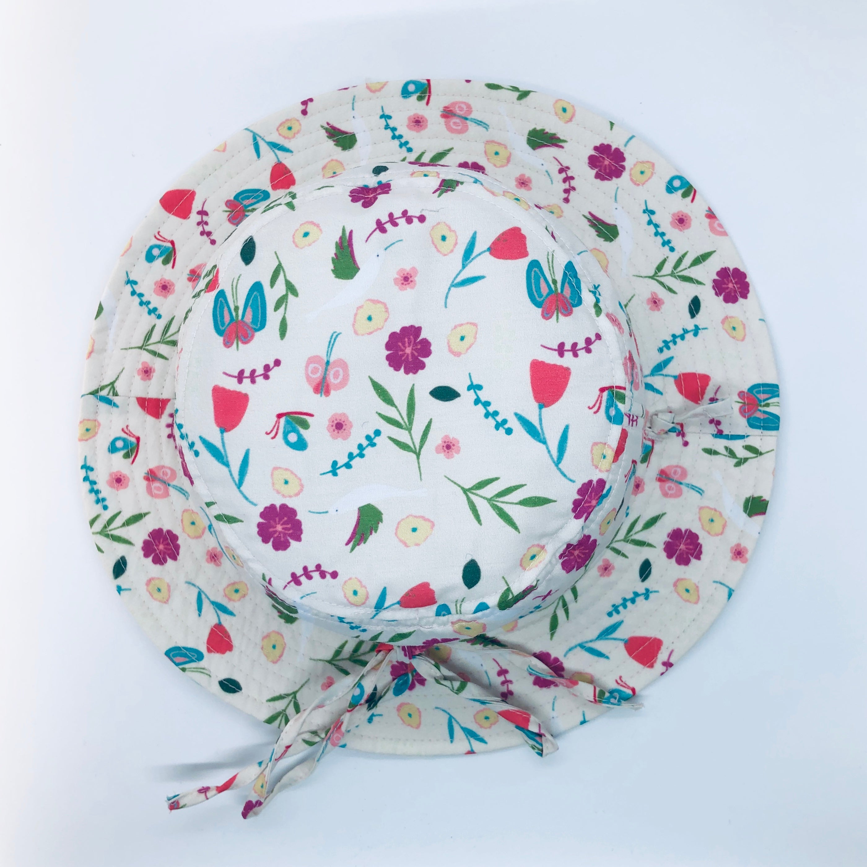Pippin - Reversible Sun Hat - Flowers & Birds – Fox in Sox Kids